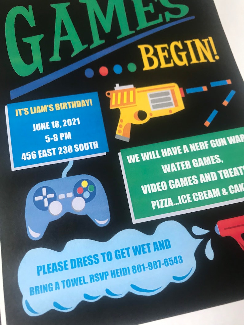 Printable Game Party Invitation DIY Editable DIGITAL Instant - Etsy