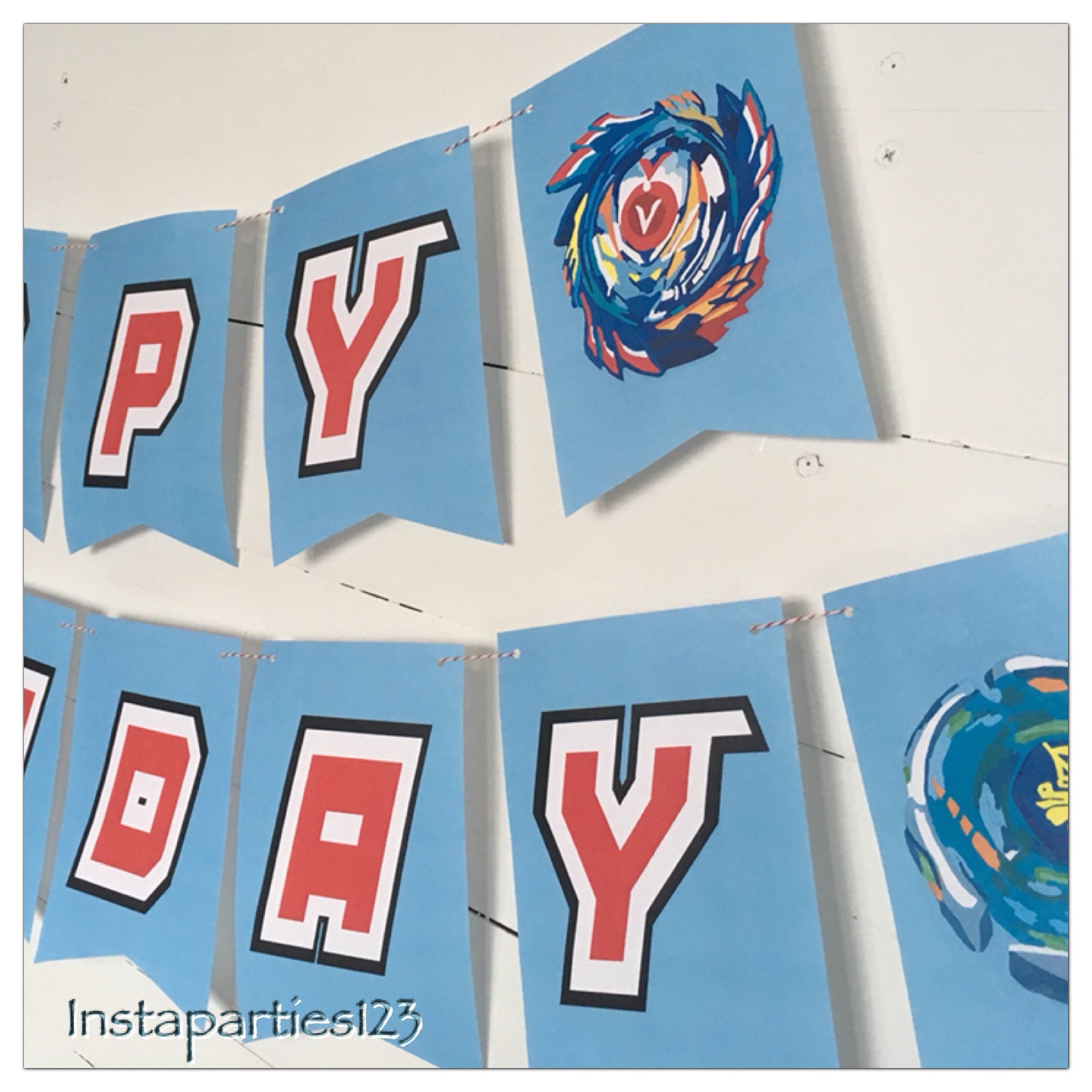 Digital Beyblade Happy Birthday Party Banner Decoration Bey Blade Decor ...