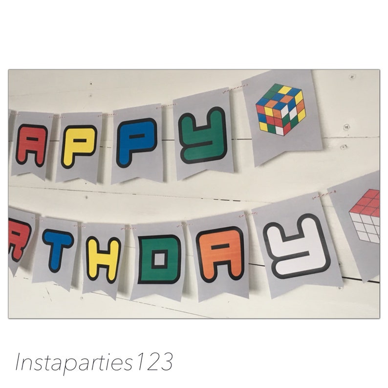DIGITAL Rubiks Cube Banner Instant Download Happy Birthday | Etsy