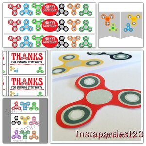 Digital Complete Party EDITABLE Fidget Spinner Birthday Let's Party Set ...