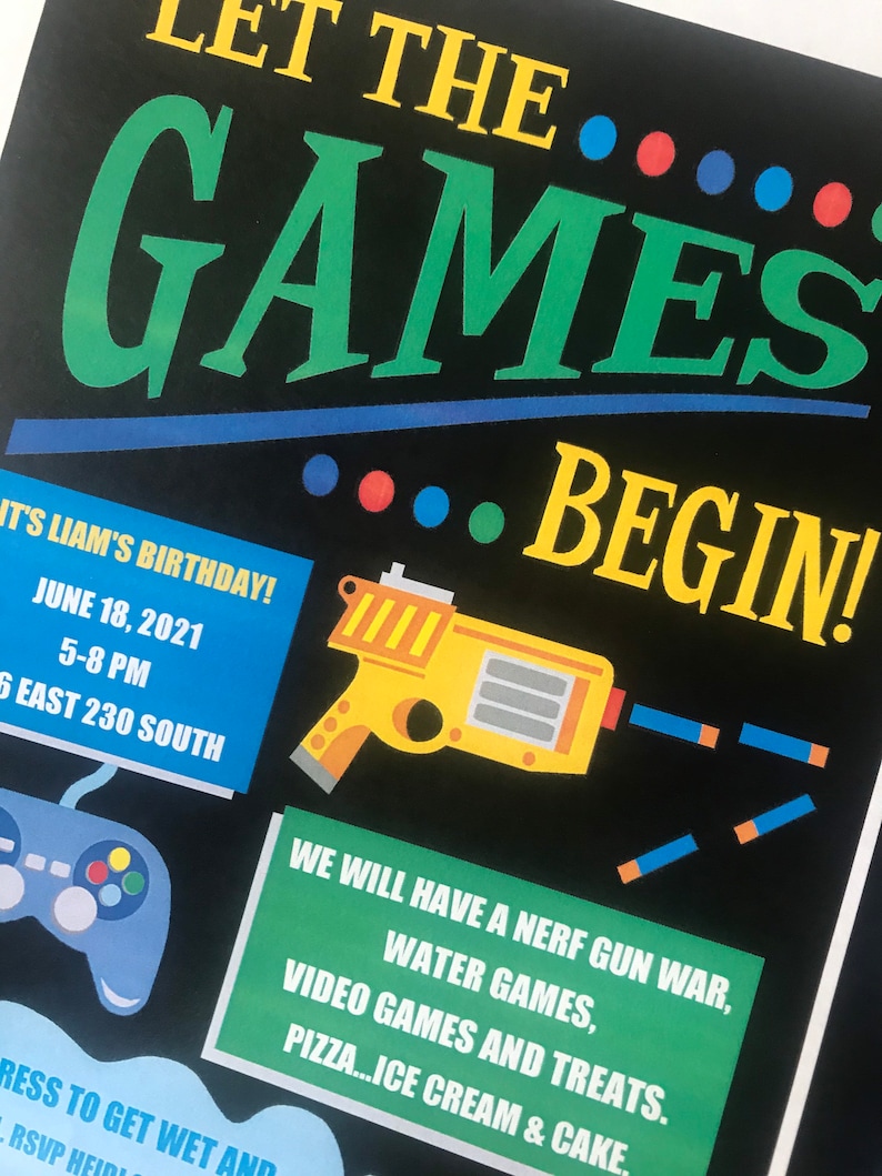 Printable Game Party Invitation DIY Editable DIGITAL Instant - Etsy