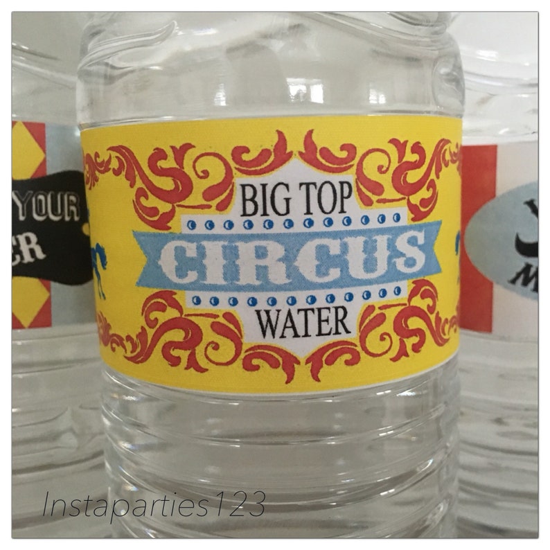 DIGITAL Circus Greatest Show Big Top Water Bottle Labels - Etsy