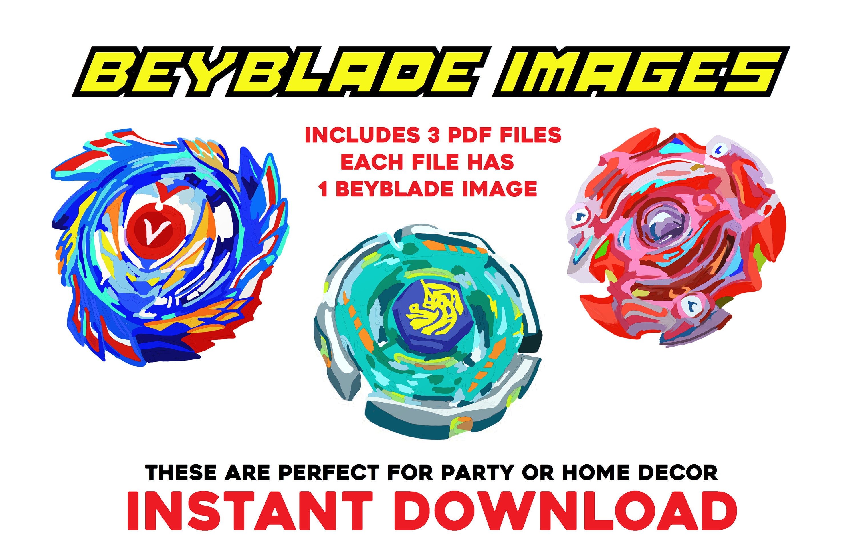 DIGITAL Beyblade Art Sign PDF Files Instant Download Images Decoration ...