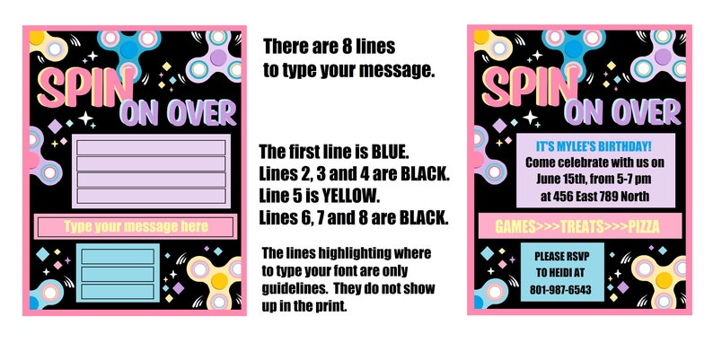 Printable Fidget Spinner Party Invitation DIY Editable DIGITAL | Etsy