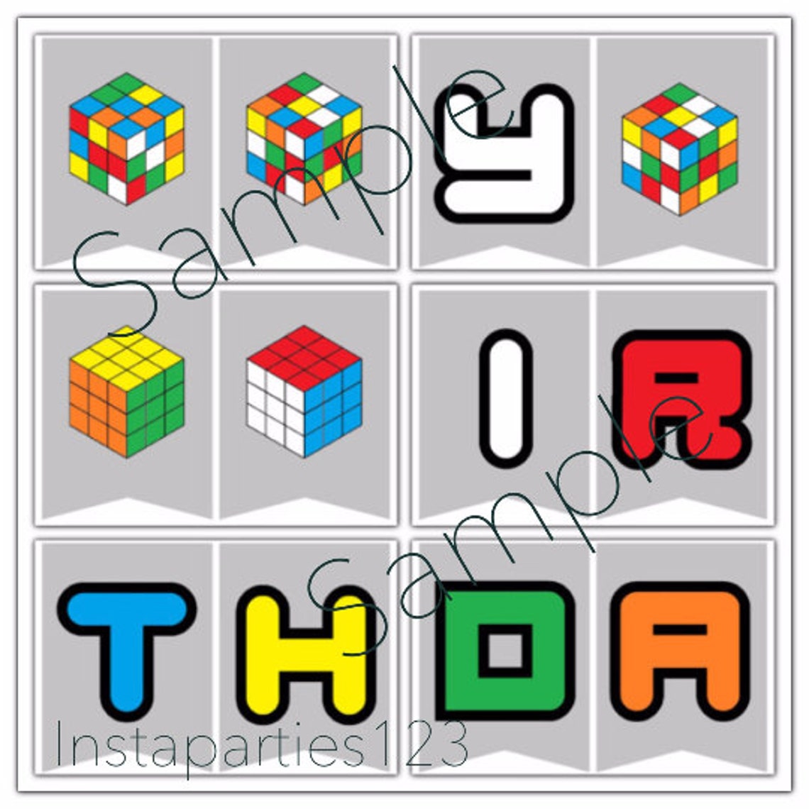 DIGITAL Rubiks Cube Banner Instant Download Happy Birthday - Etsy Canada