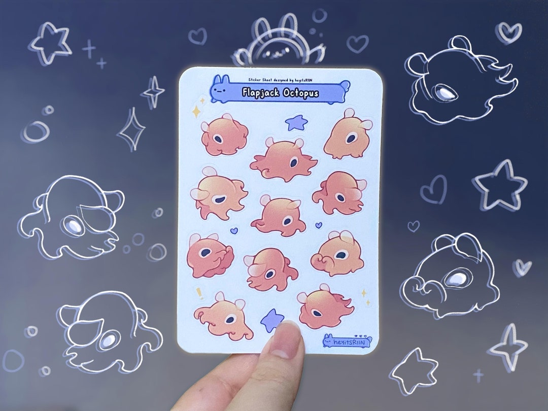 Dumbo / Flapjack Octopus Sticker Sheet | Cute Deep Sea Stickers ...