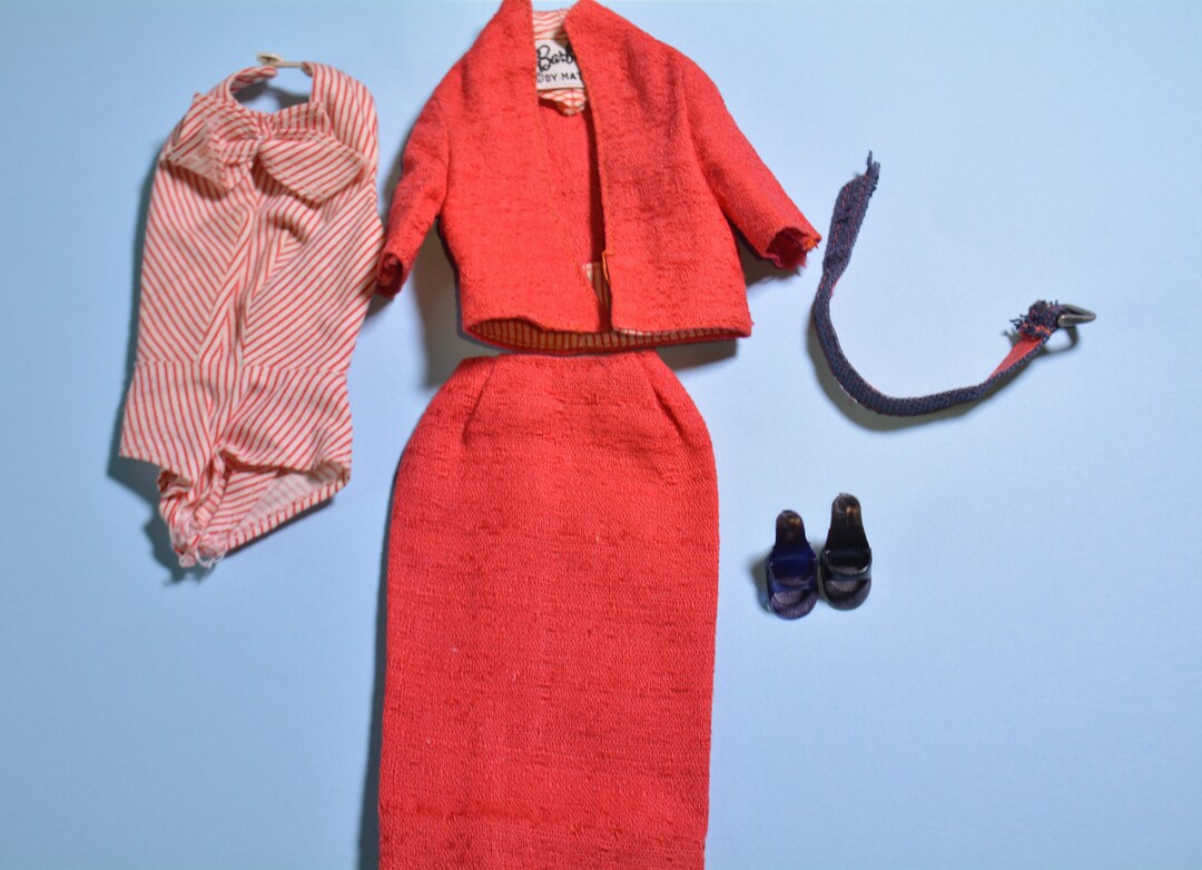 Original Vintage Barbie 1960 Outfit BUSY GAL #981 Red Suit and ...