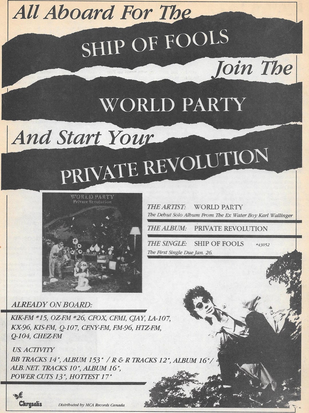 1987 World Party 'ship of Fools/private Revolution' Record Release ...