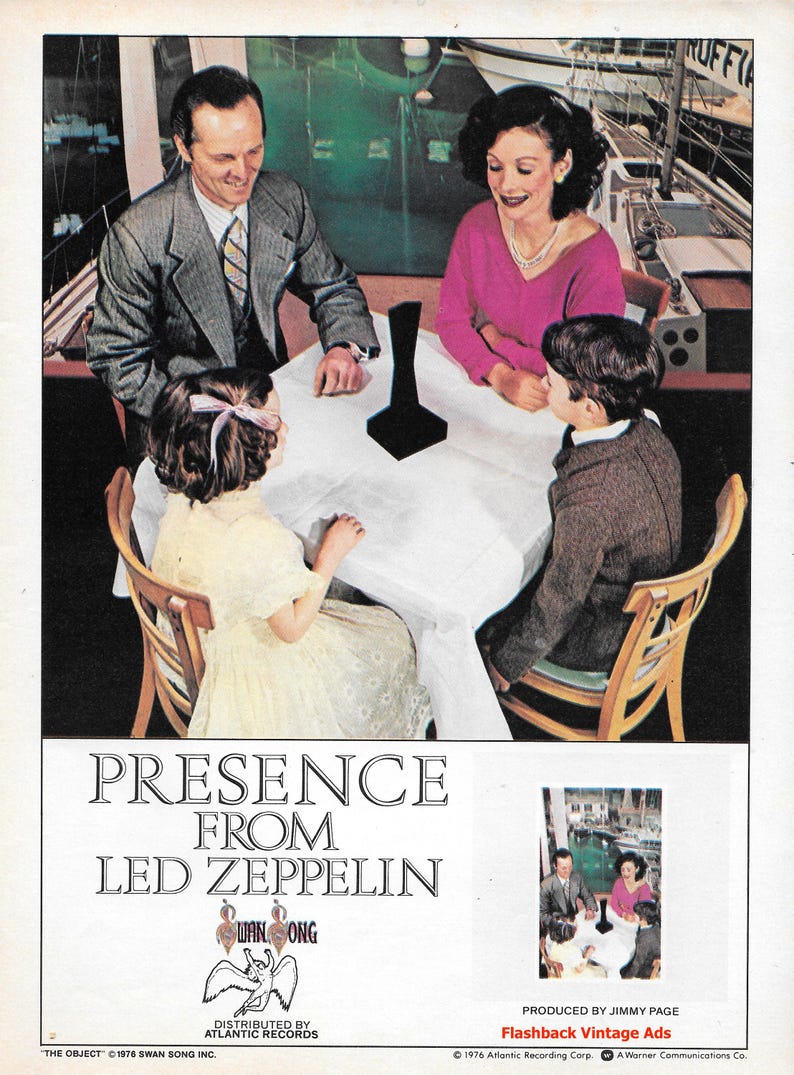 1976 Led Zeppelin 'presence' Original Album Release Music Industry ...