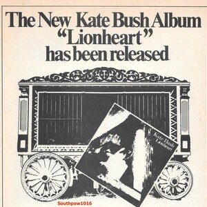 1979 Kate Bush 'lionheart' Original Album Release Music Industry ...