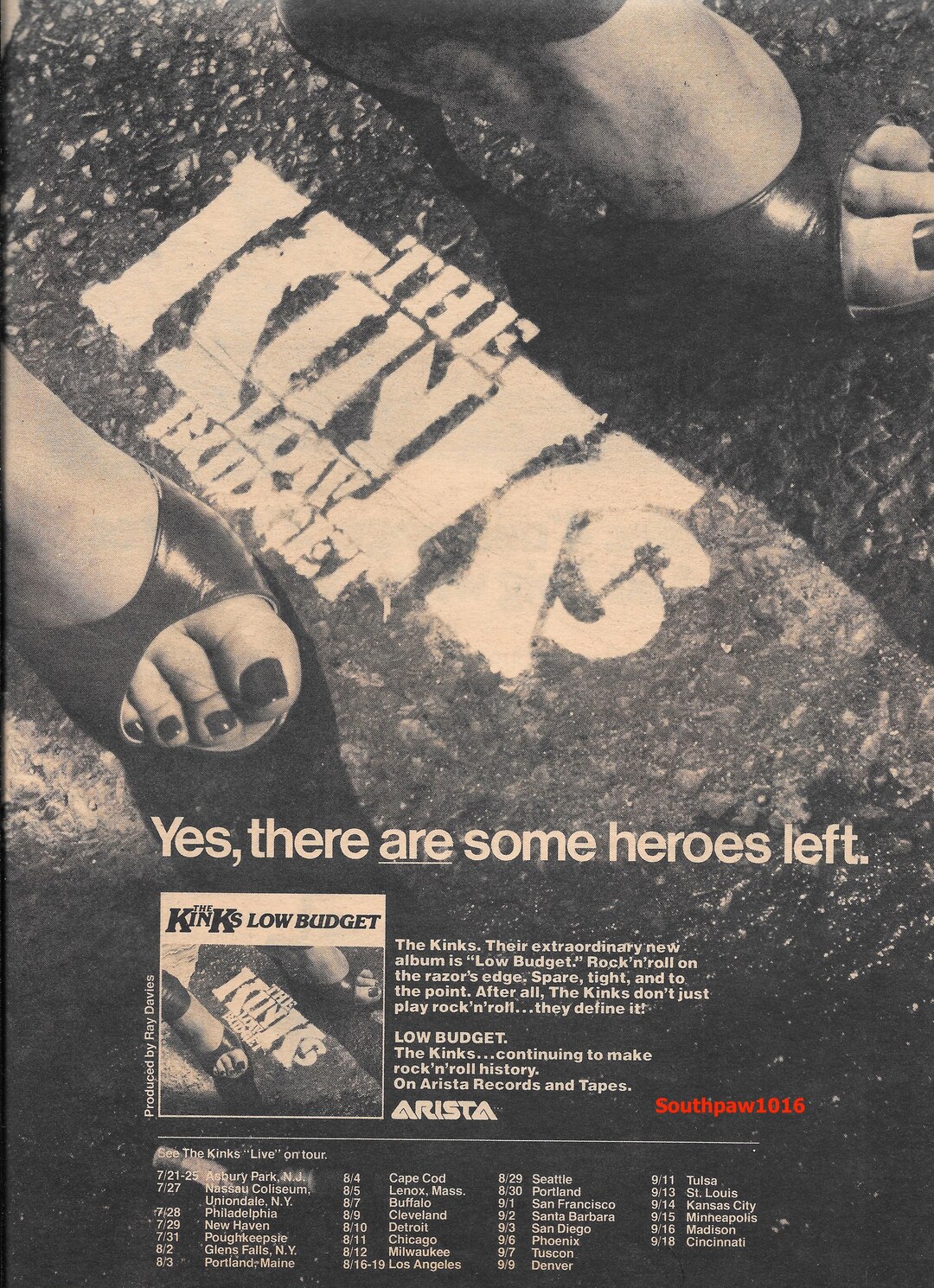 1979 the Kinks 'low Budget' Album Release & U.S. Tour Original Music ...