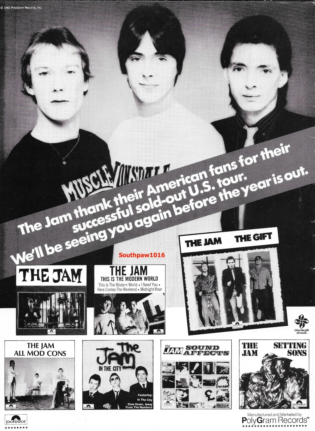 1982 Original the Jam Album Collection US Tour Music Industry ...