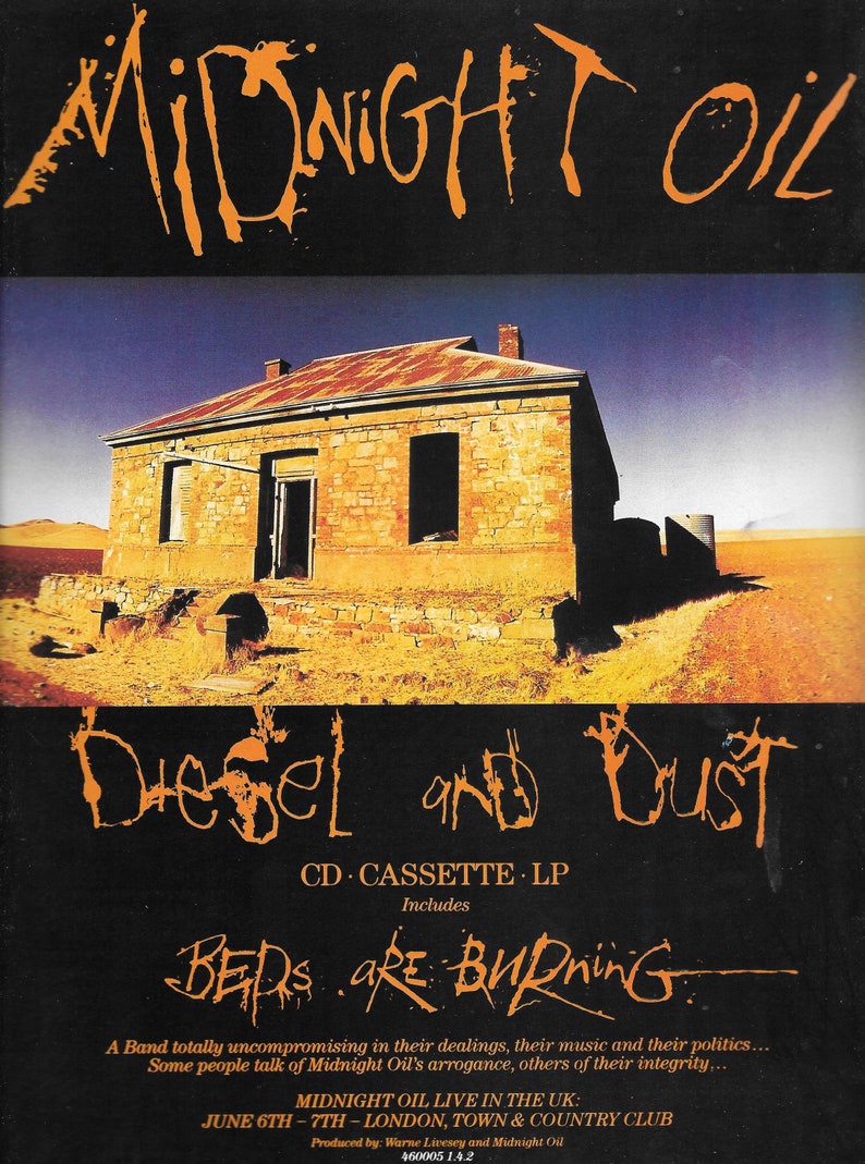 1987 Original Midnight Oil 'diesel and Dust' Album Release Music ...