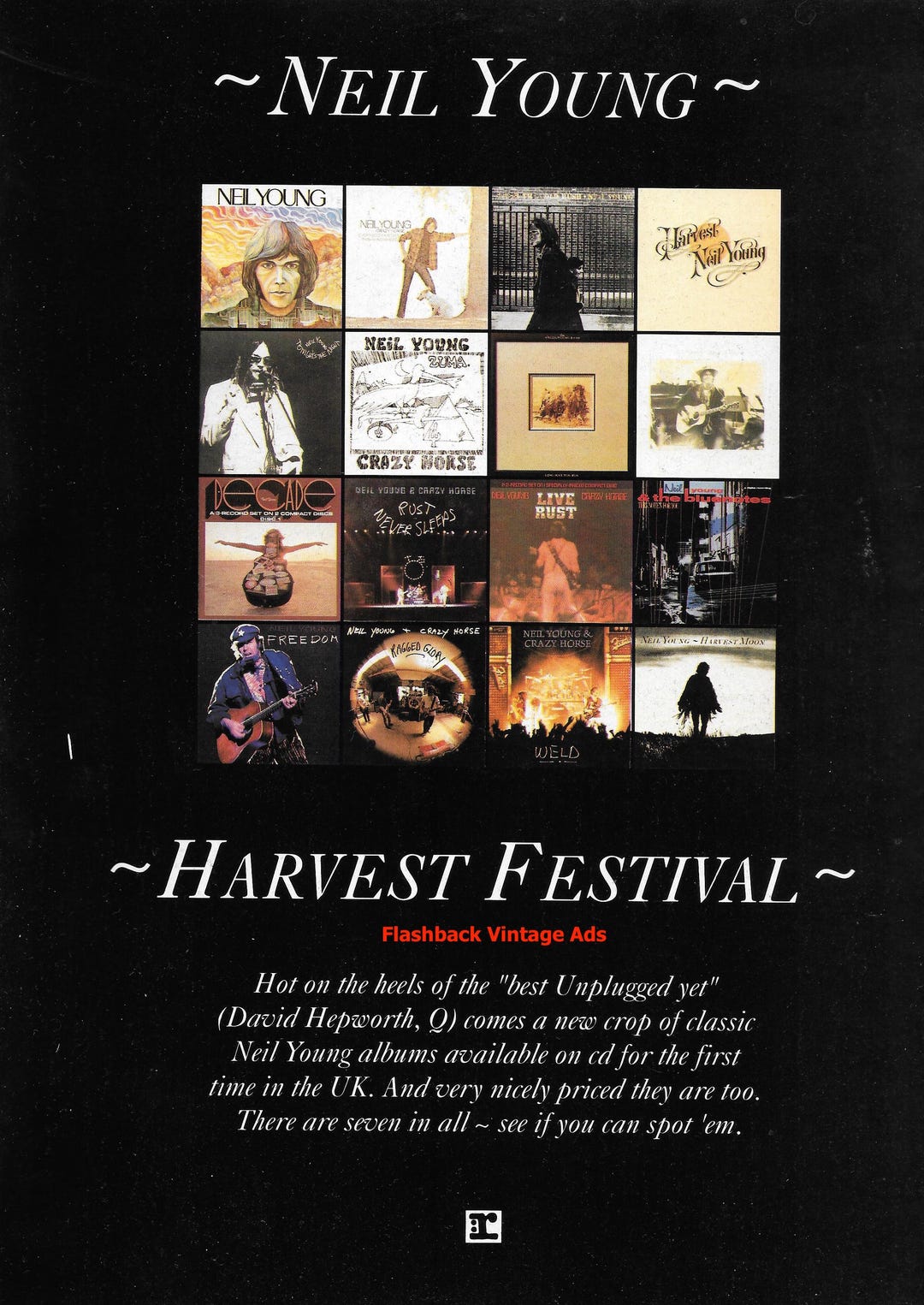 1993 Neil Young "harvest Festival' Album Collection Original Music ...