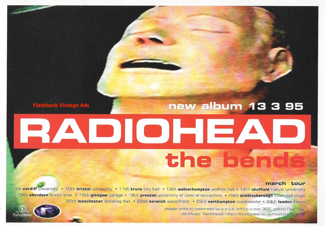 1995 Radiohead 'the Bends' Original Album Release & U.K. Tour Music ...