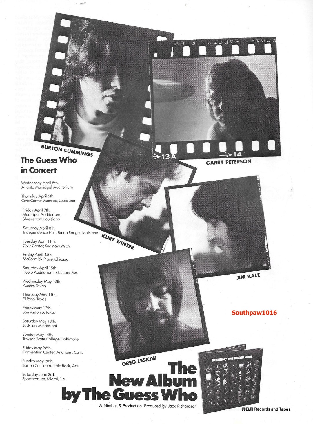 1972 the Guess Who 'rockin'' Album Release & U.S. Tour Original Music ...