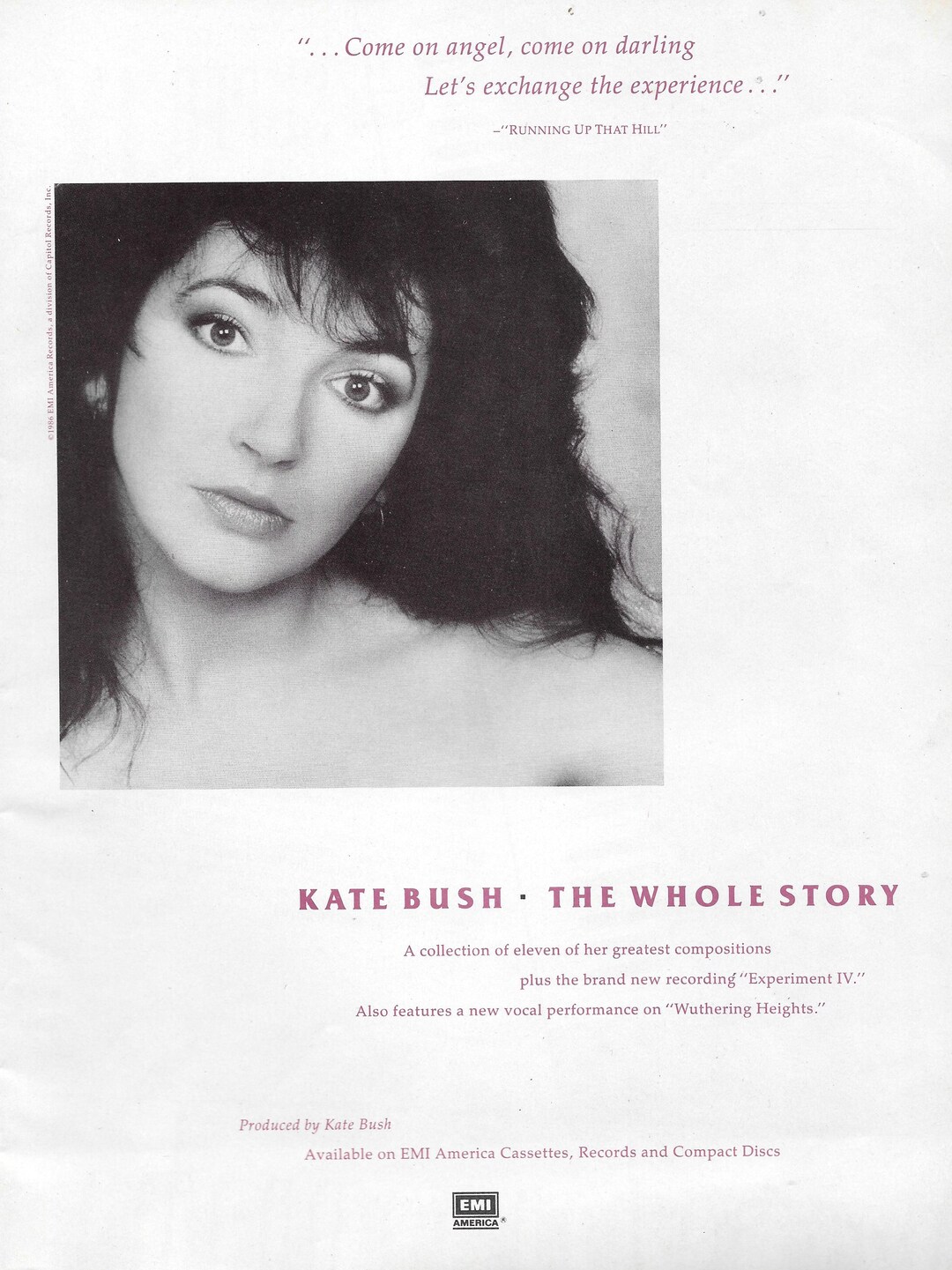 1986 Original Kate Bush 'the Whole Story' Compilation Album Release ...
