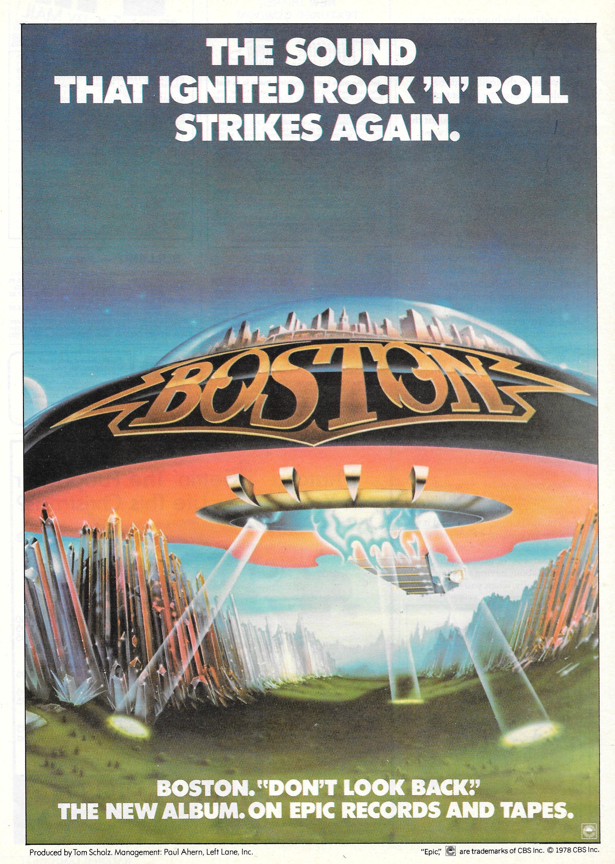 1978 Boston 'don't Look Back' Album Release Original Music Industry ...