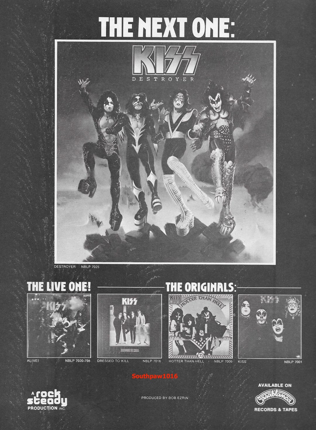 1976 KISS 'destroyer' Original Album Release & Collection Music ...
