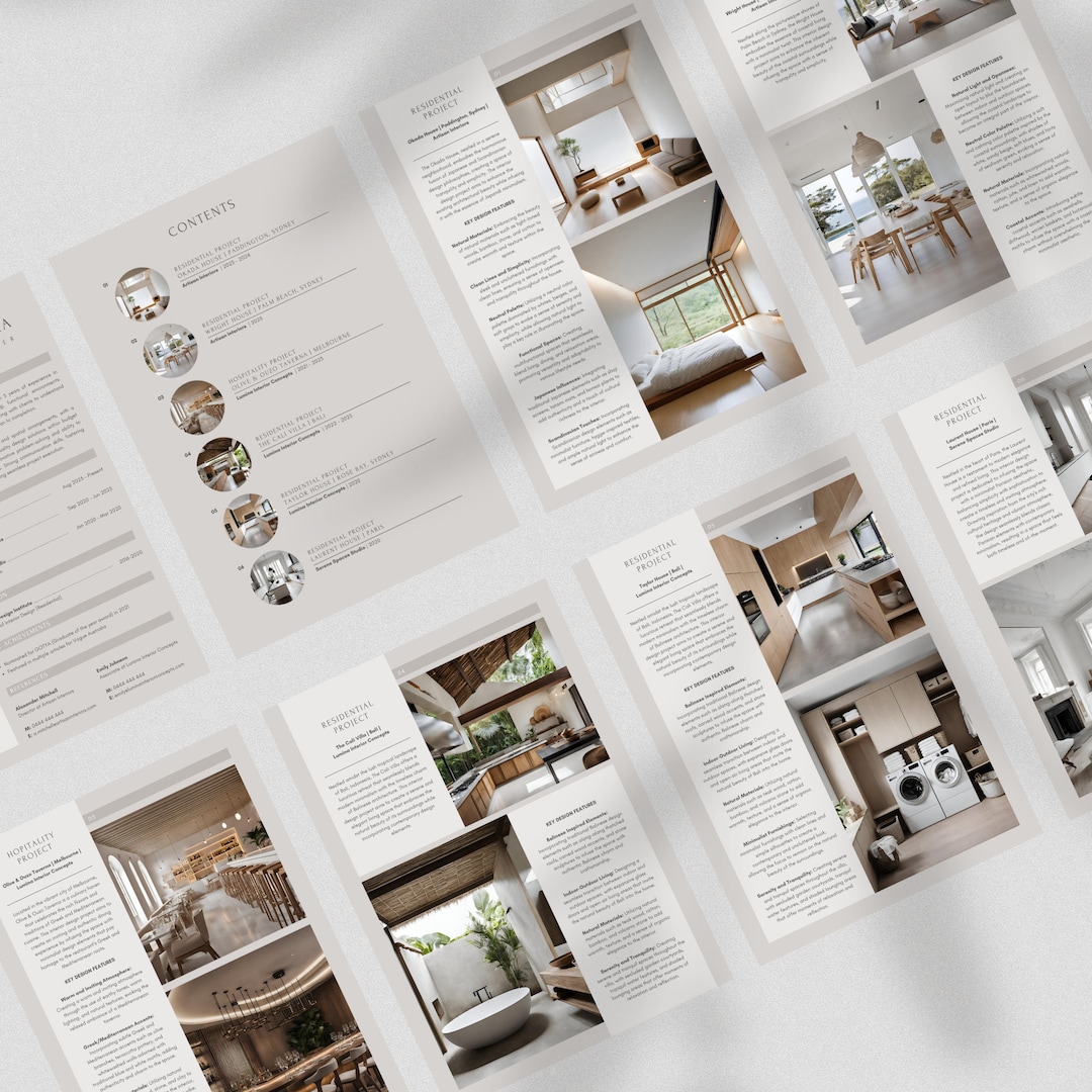 Minimalist Interior Design Resume & Mini Portfolio | Canva Template - Etsy