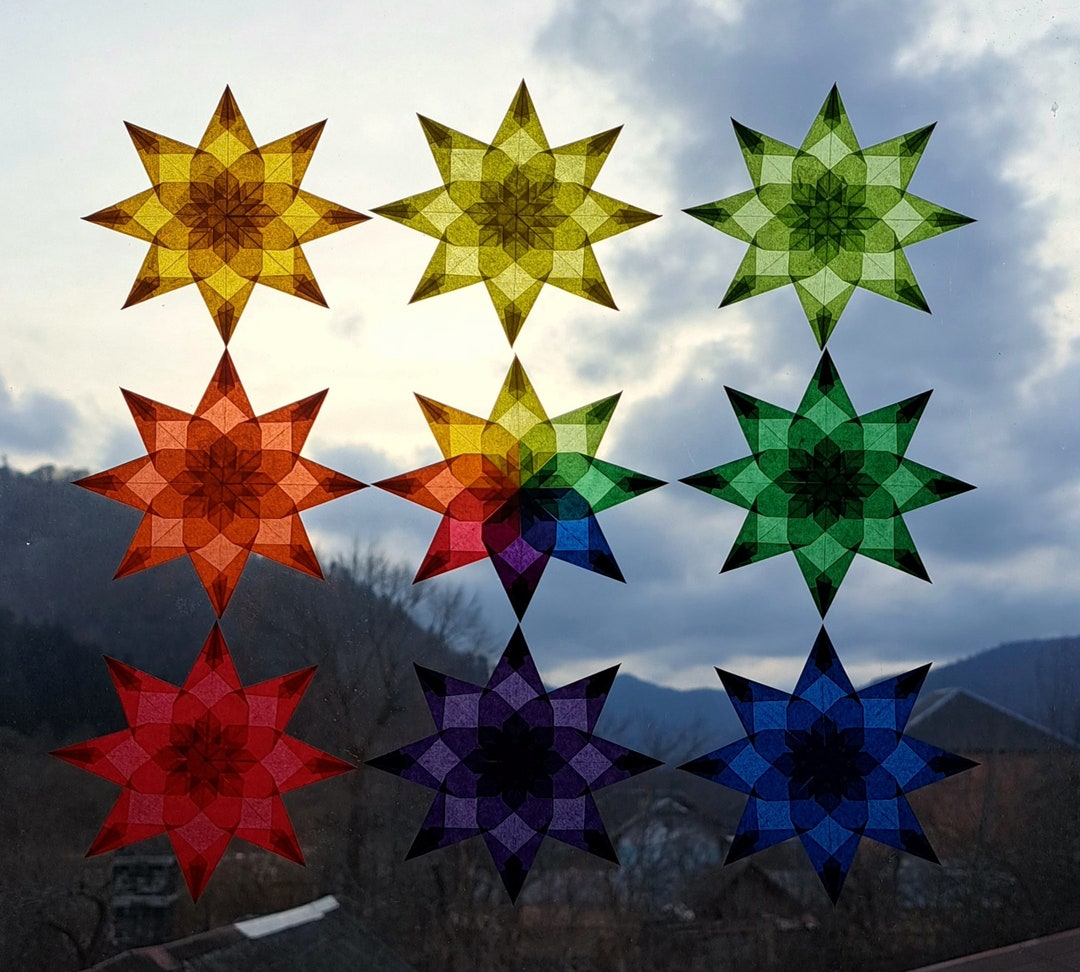 NEW Waldorf Window Stars Set 9 Stars 3.9 Rainbow Window Christmas ...