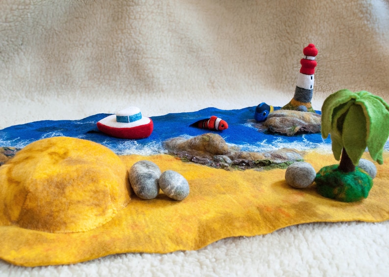 Felt Play Mat - Sea and Beach Felt Playscape, Wool , Waldorf Toys ...