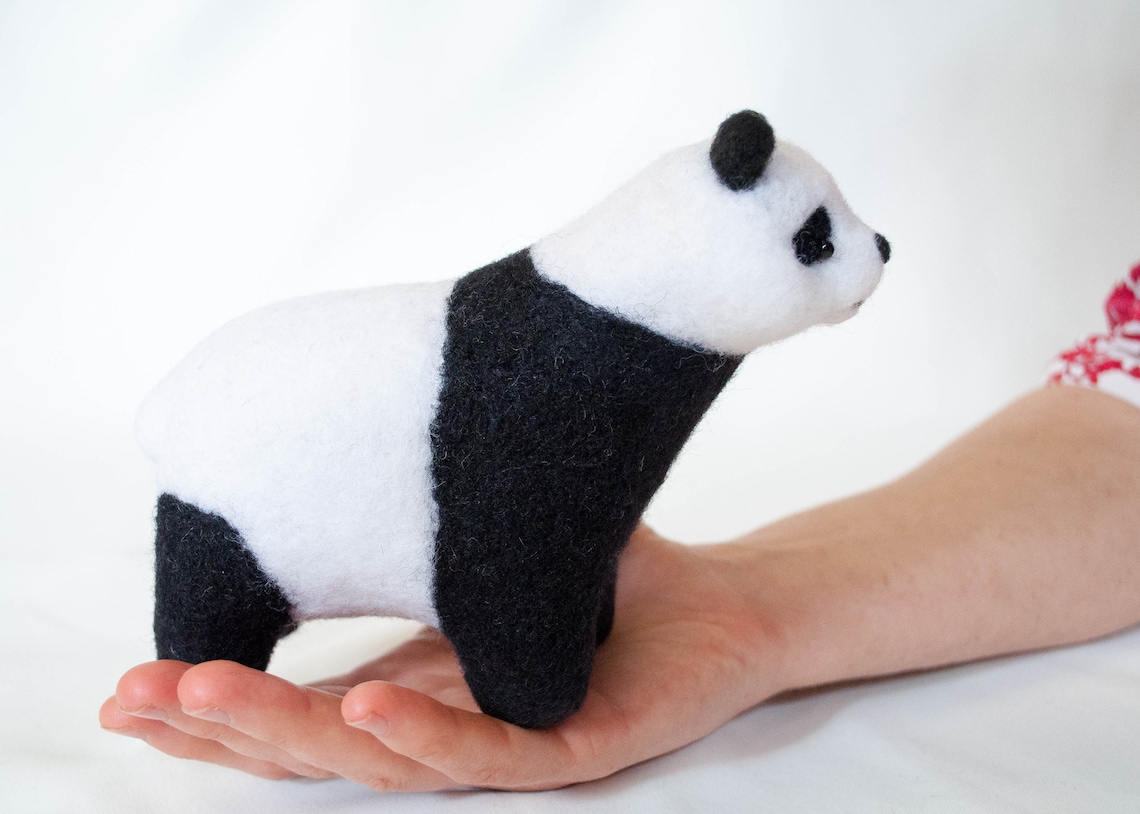 Needle Felted Panda Family With Felted Play Mat Baby Panda - Etsy
