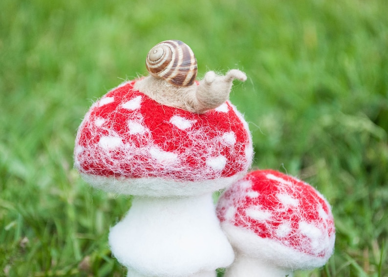 Red Felted Mushrooms 3 Wool Felt Toadstools Woodland Fairy | Etsy