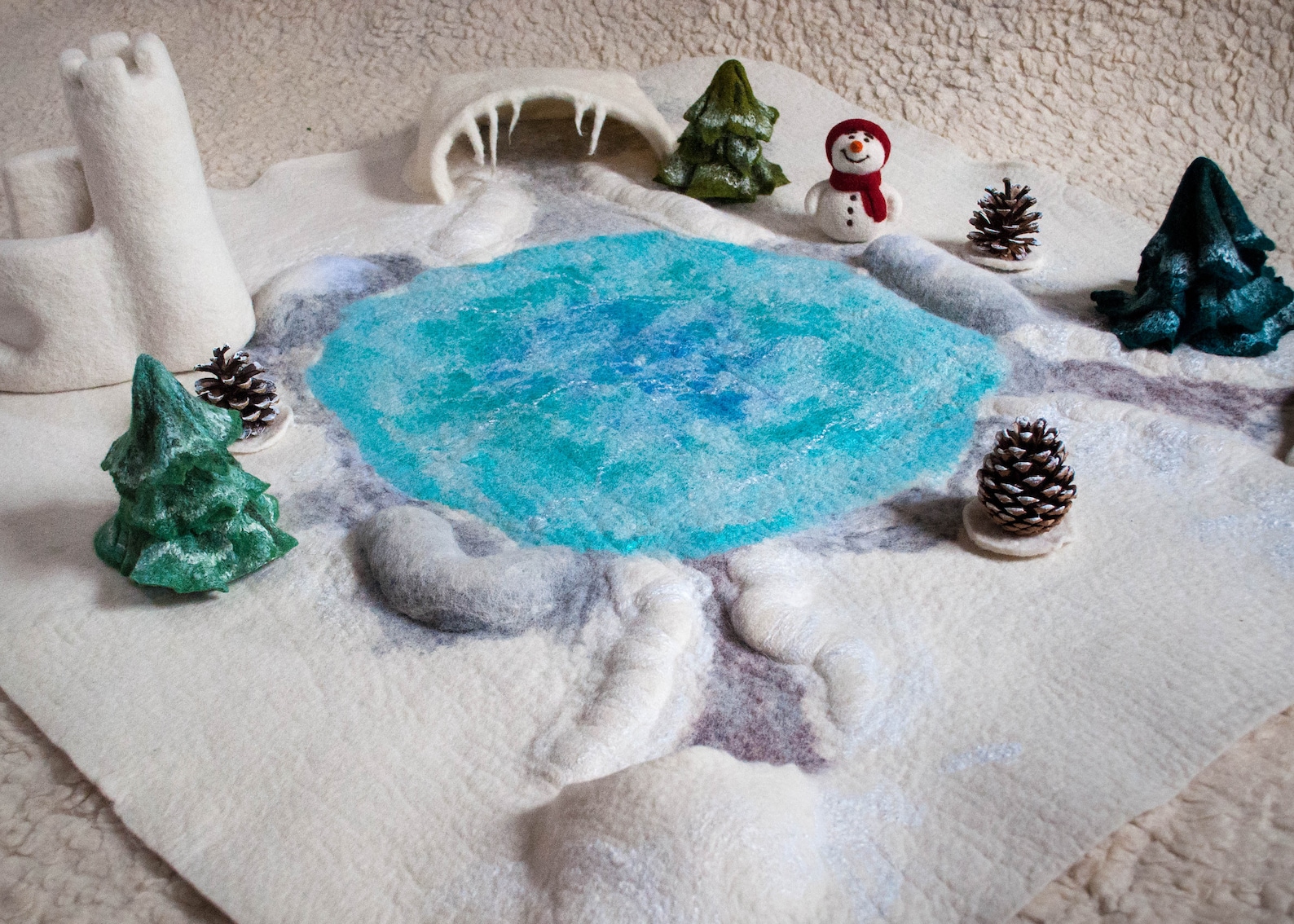 Felt White Polar Play Mat Waldorf Play Mat Felt Playscape - Etsy