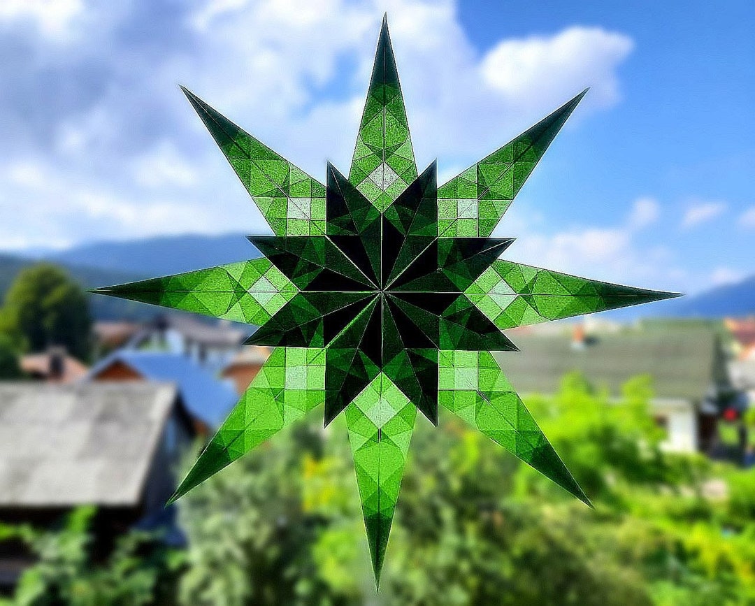 Waldorf Window Stars Green Window Christmas Decals Kite Paper Christmas ...