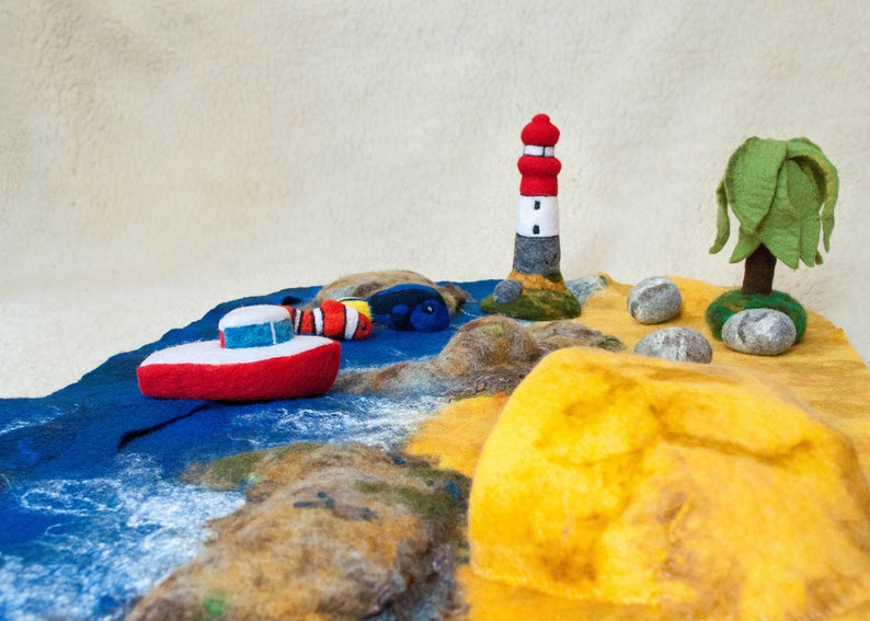 Felt Play Mat - Sea and Beach Felt Playscape, Wool , Waldorf Toys ...