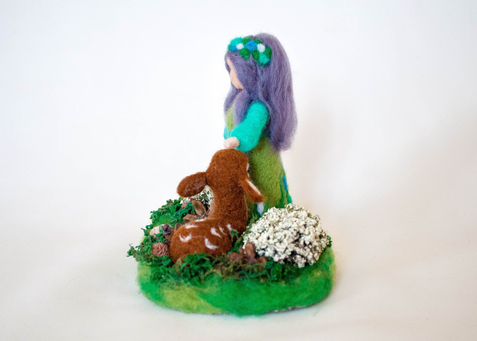 Needle Felted Spring Fairy With Fawn Deer Nature Table - Etsy