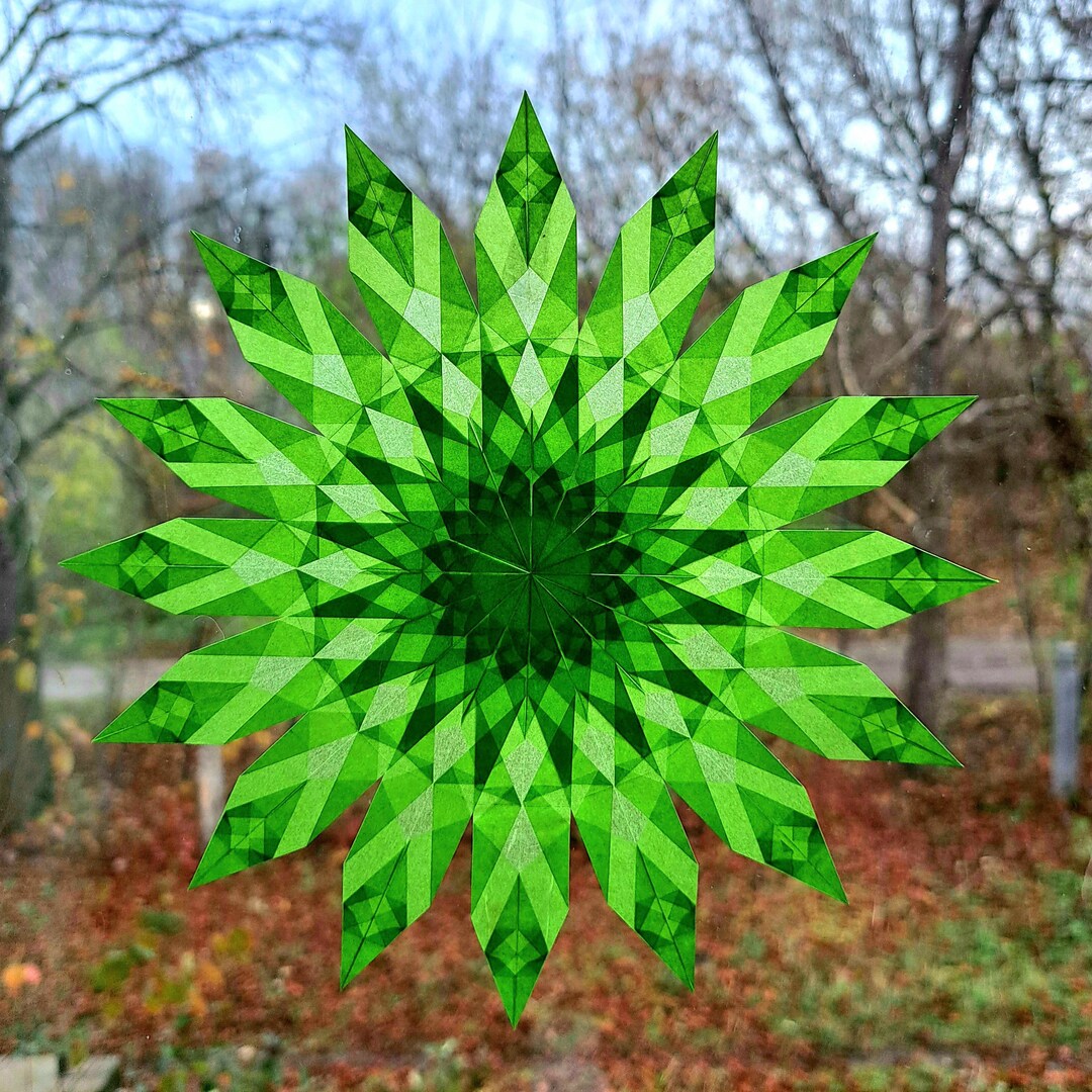 NEW Waldorf Window Stars Green Window Christmas Decals Kite Paper ...