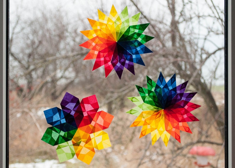 Waldorf Window Stars Set 3 Rainbow Stars Christmas Window - Etsy