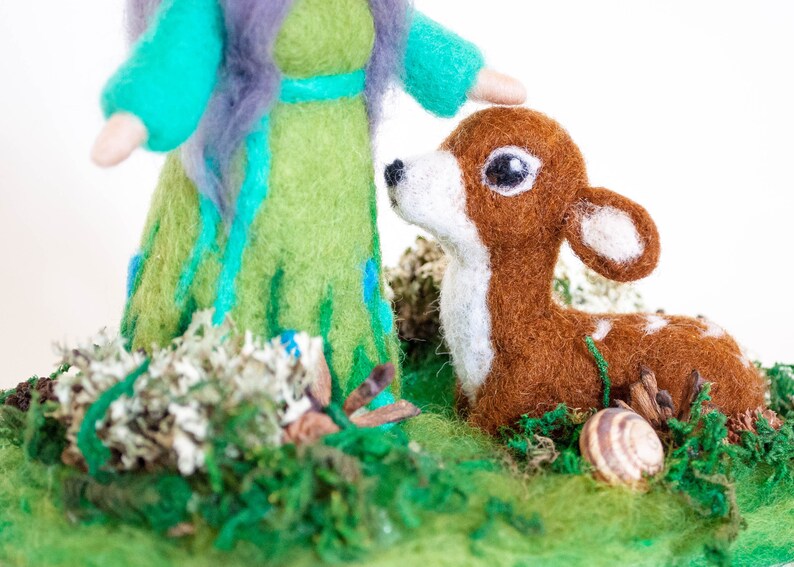 Needle Felted Spring Fairy With Fawn Deer Nature Table - Etsy