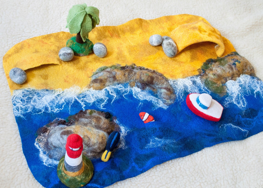 Felt Play Mat - Sea and Beach Felt Playscape, Wool , Waldorf Toys ...