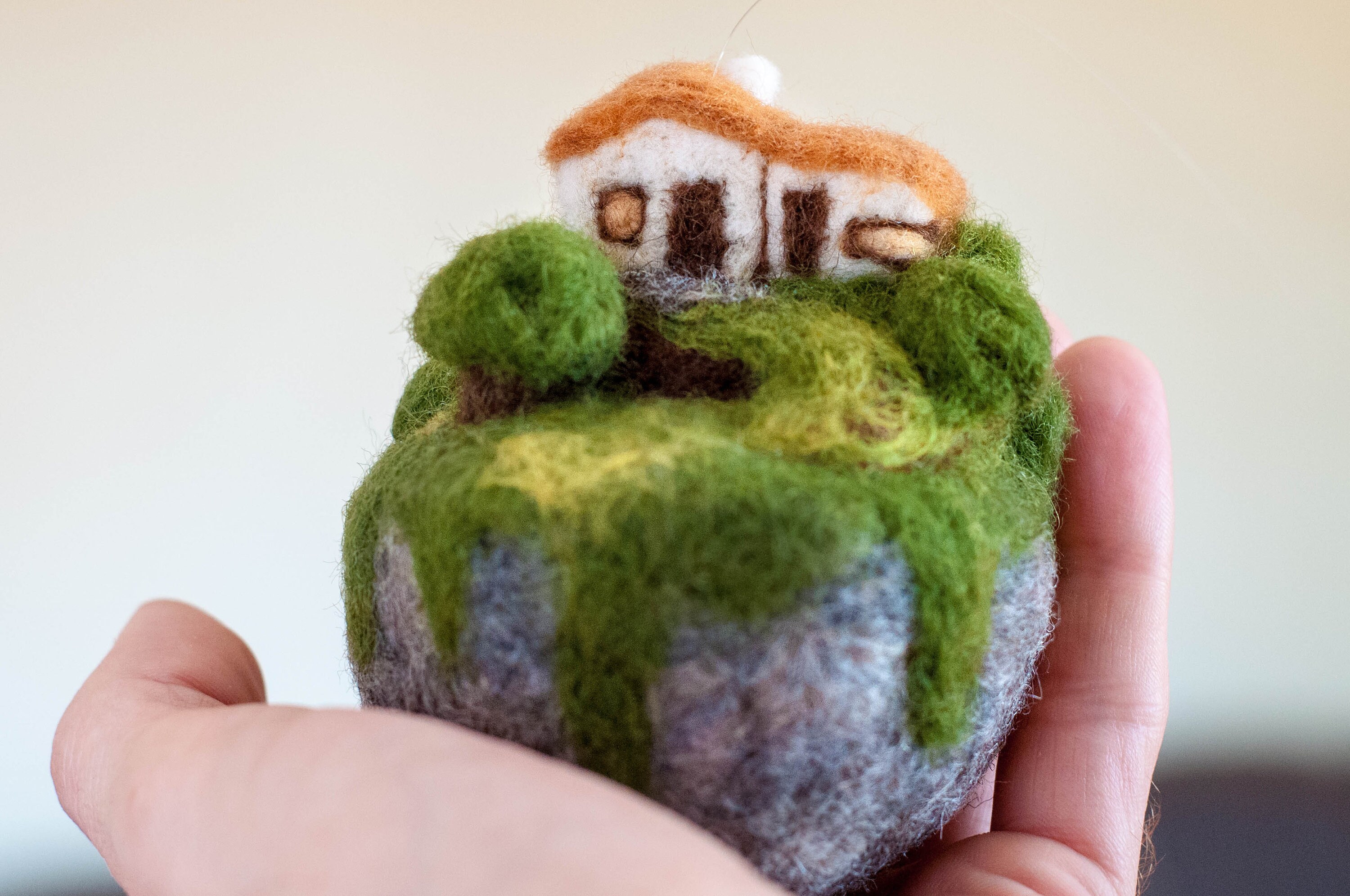 Needle Felted Tiny House, Fairy House, Flying House Art, Housewarming ...