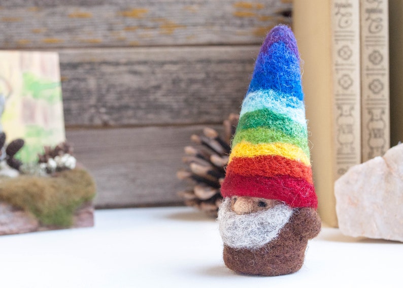 Needle Felted Rainbow Gnome Felt Gnomes Waldorf Gnome - Etsy