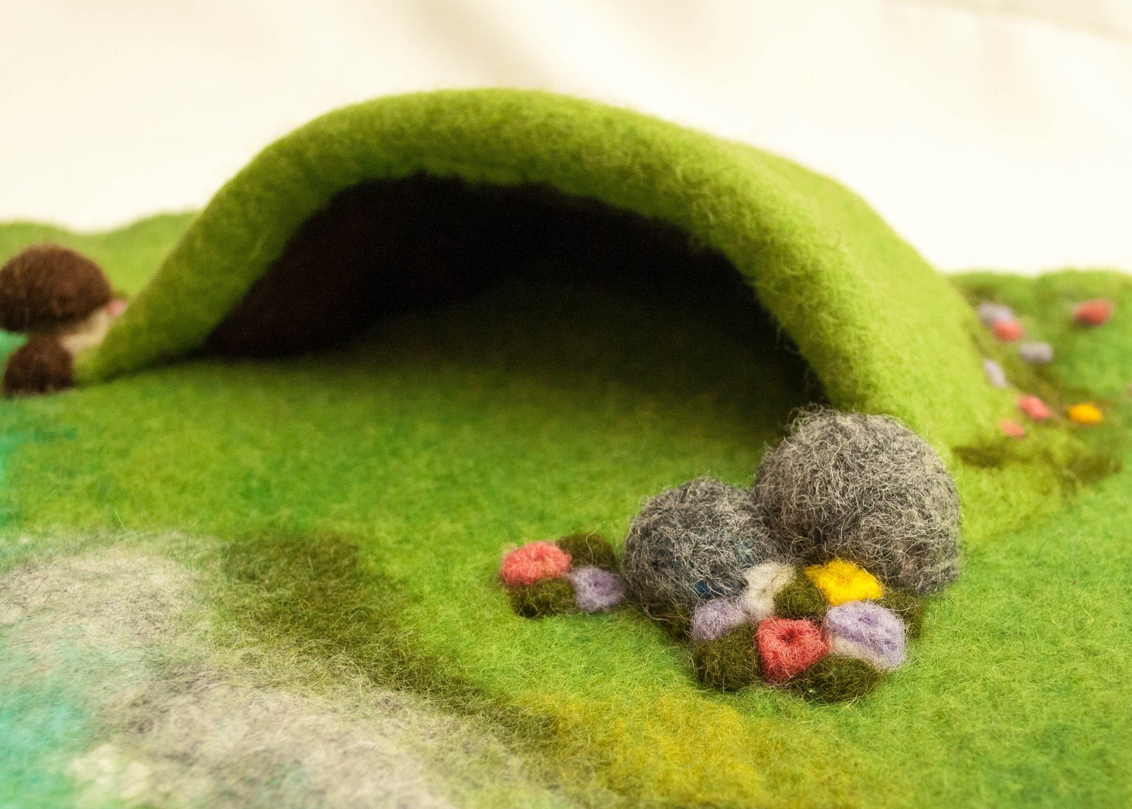 Wool Play Mat + Gift Felt Bridge, Waldorf River Felt Play Mat, Needle ...