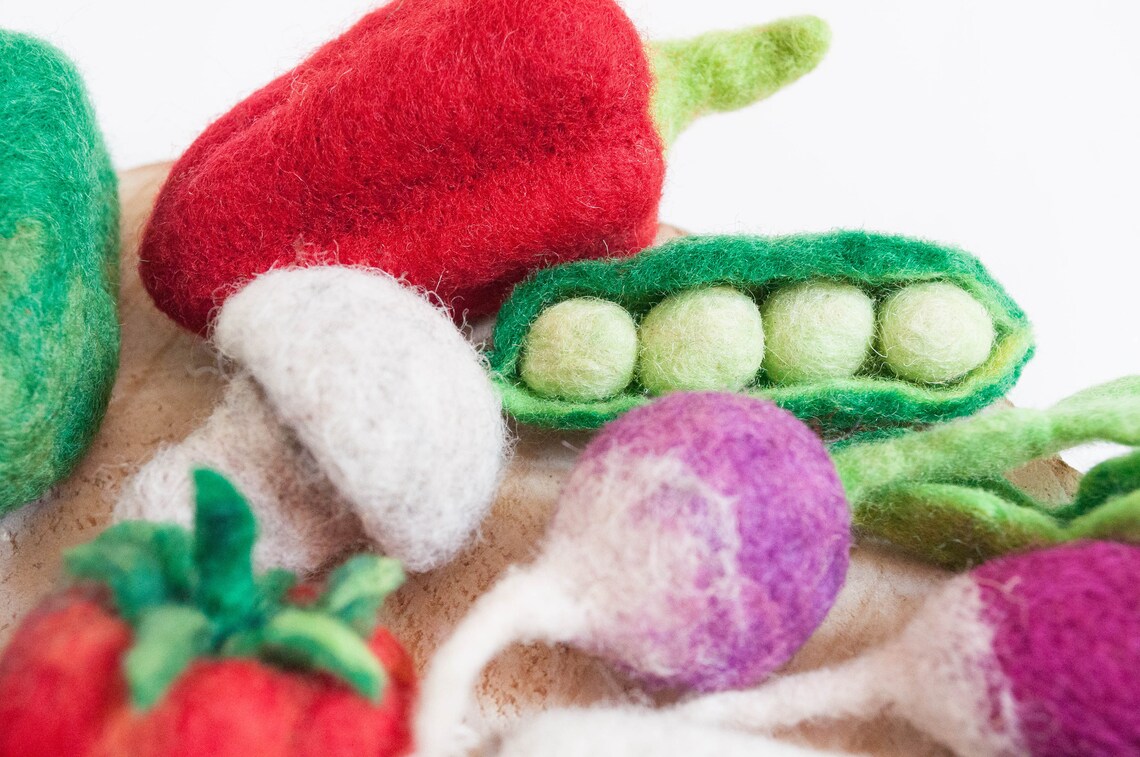 Needle Felted Vegetables 16 Pieces Set Autumn Felt | Etsy