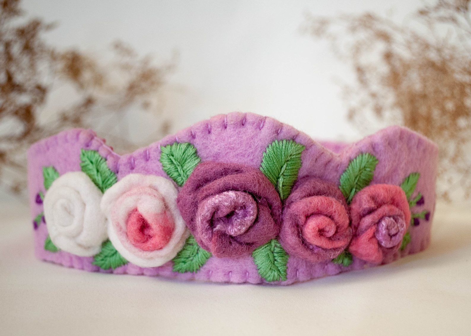 Waldorf Crown , Wool Birthday Crown, Felt Birthday Crown, Pink Crown ...