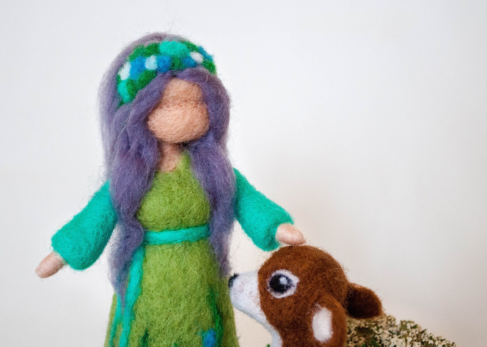 Needle Felted Spring Fairy With Fawn Deer Nature Table - Etsy
