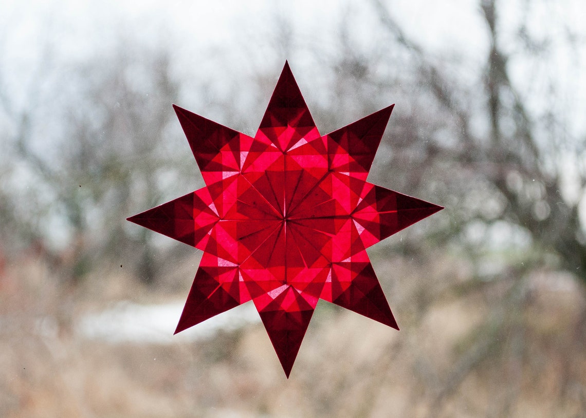 Waldorf Window Stars Red Window Christmas Decals Kite Paper | Etsy