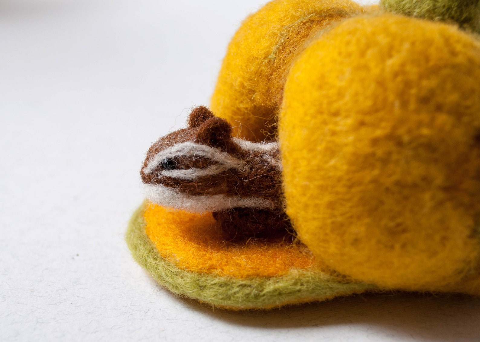 Needle Felt Chipmunk in Pumpkin, Miniature , Toddler Busy Bag ...
