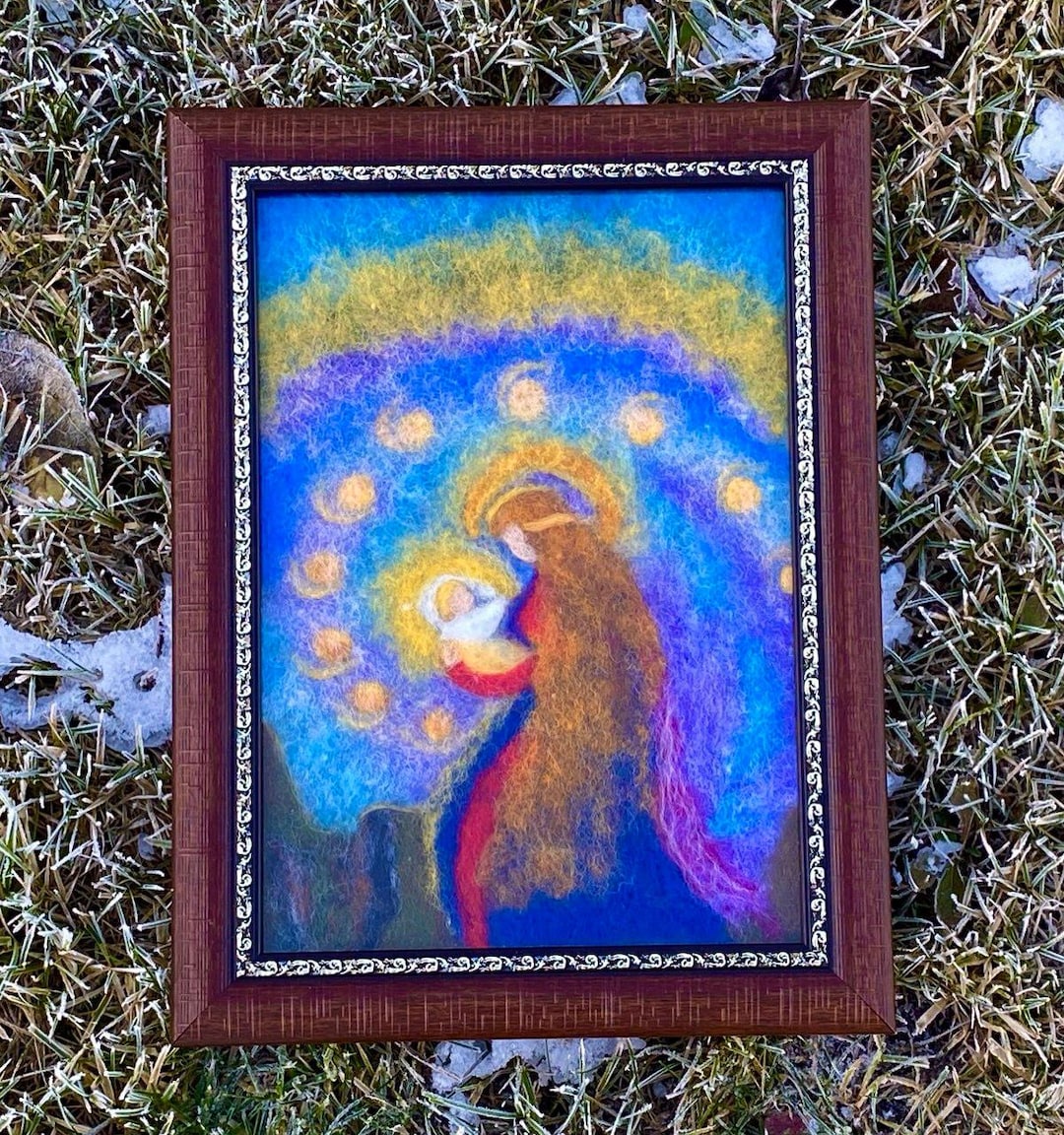 Ready to Ship Needle Felt Picture, Nativity Scene, Needle Felting ...