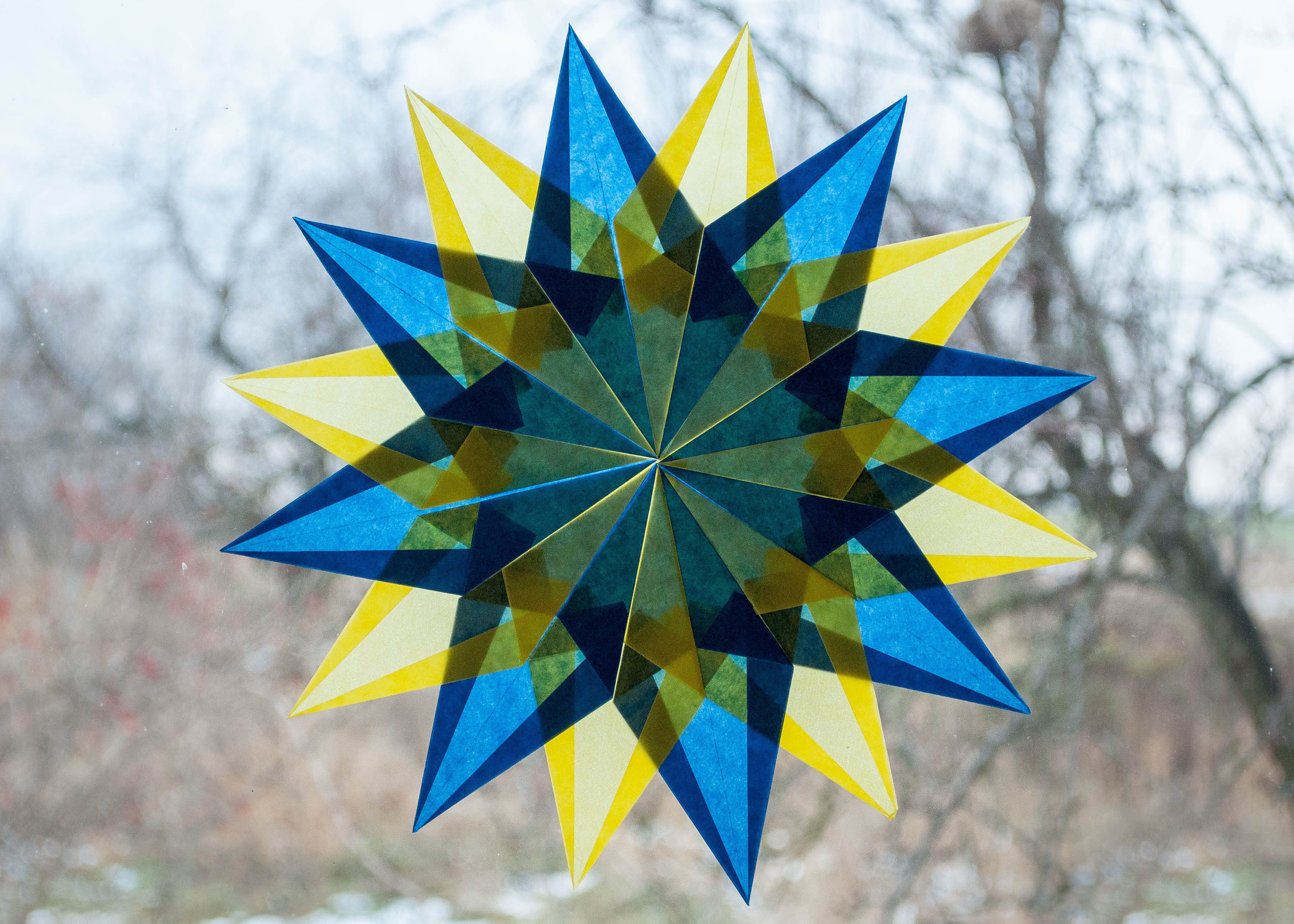 Waldorf Window Stars Blue Yellow Window Christmas Decals Kite Paper ...