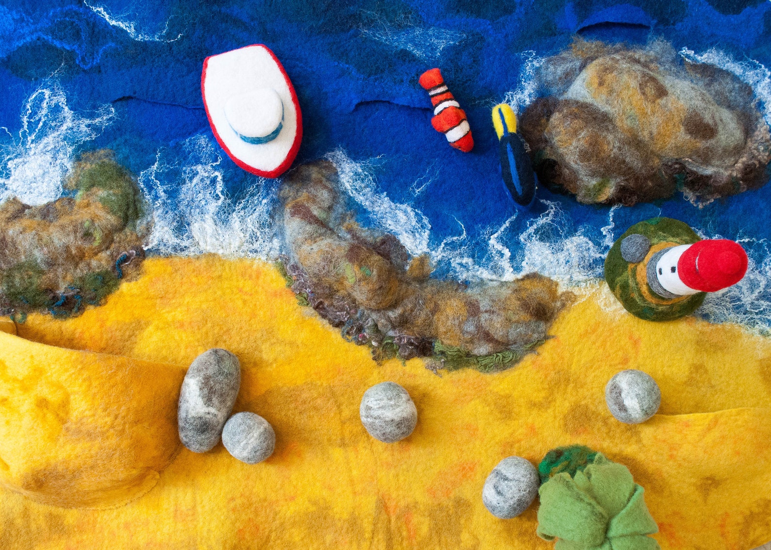 Felt Play Mat - Sea and Beach Felt Playscape, Wool , Waldorf Toys ...