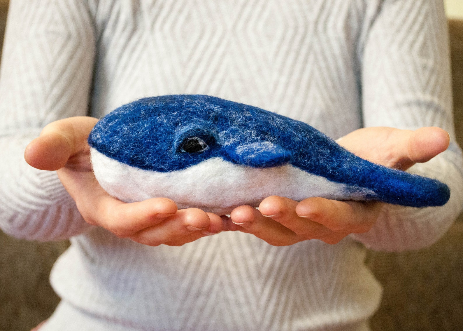 Needle Felted Whale Soft Sculpture Whale Felt Replica Big - Etsy
