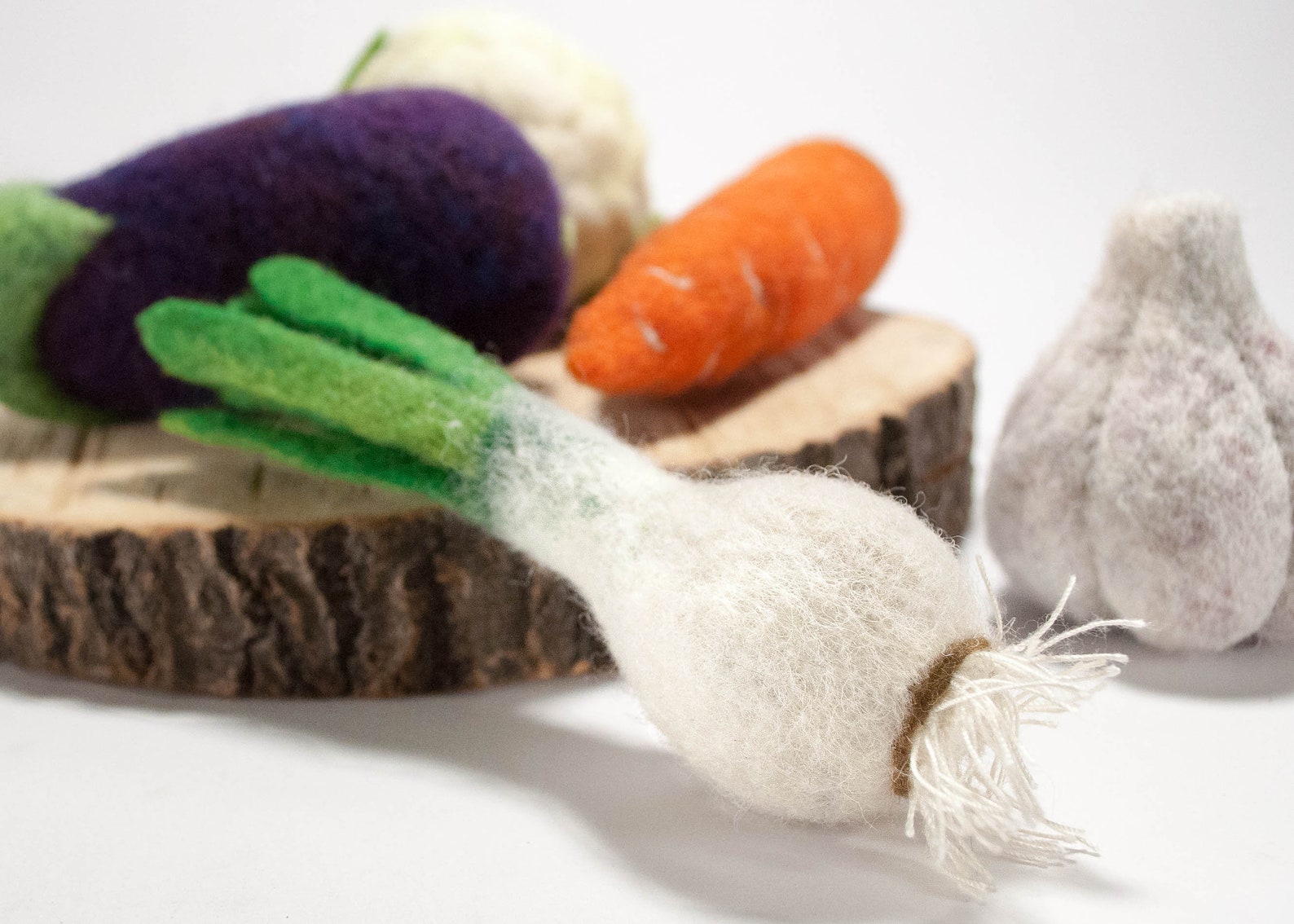 Needle Felted Vegetables Eggplant, Onion, Garlic, Cauliflower, Carrot ...