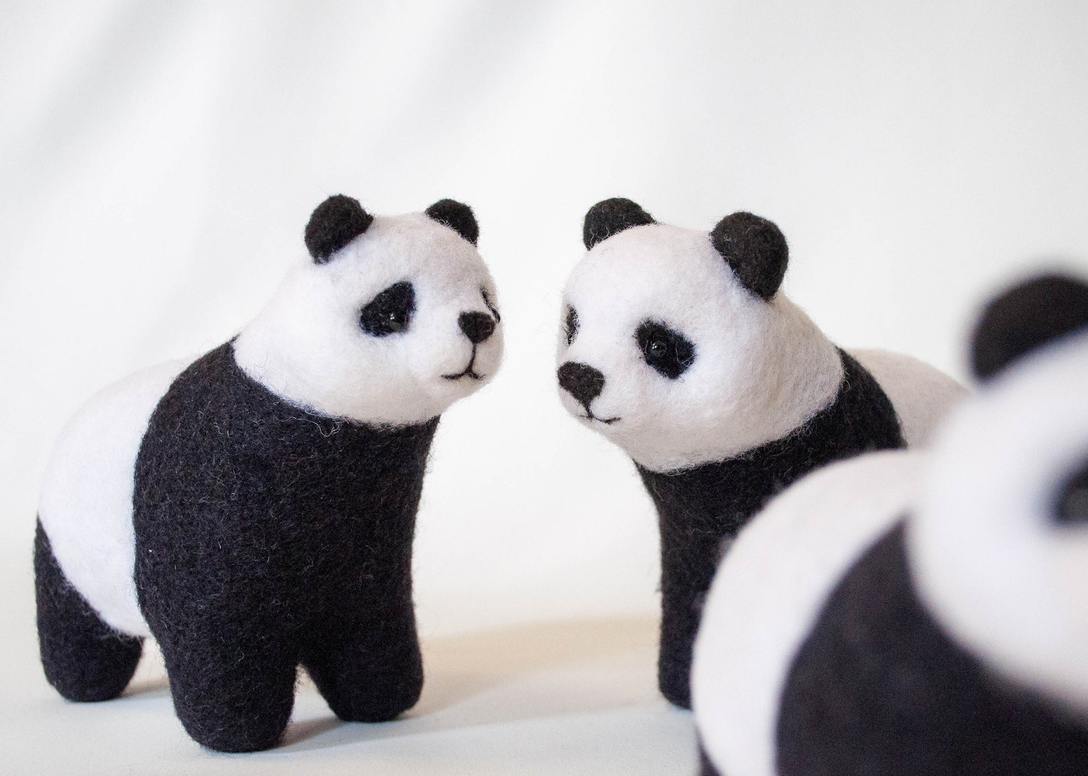 Needle Felted Panda Family With Felted Play Mat Baby Panda - Etsy